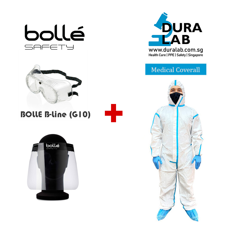 Duralab Safety Kit _ Disposable Coverall/Goggles/Face shield - Durasafe ...